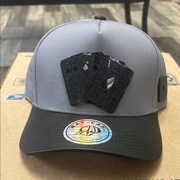 Accessories | Gray And Black Cap With Playing Cards Design | Poshmark